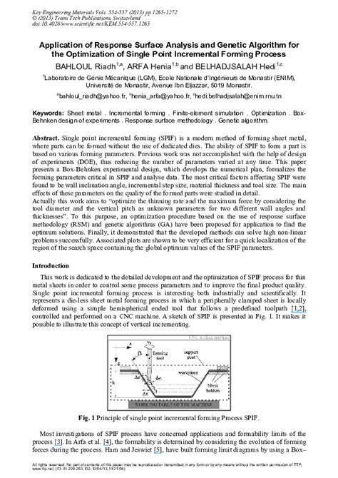 pdf application of response surface analysis and genetic algorithm