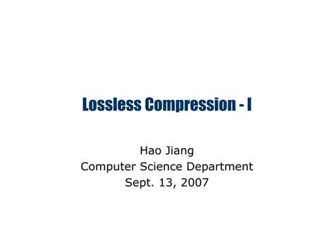 Ppt Lossless Compression I Powerpoint Presentation Free Download Id 883804