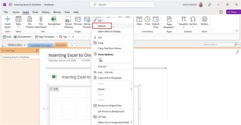 How To Insert Excel Into Onenote 365