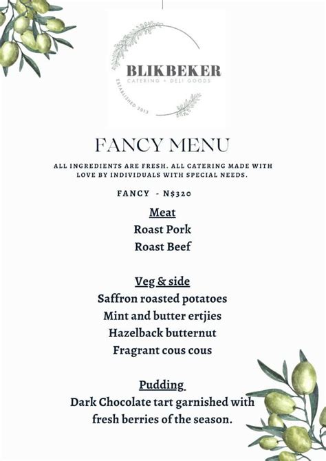 Fancy Menu Blikbeker Catering