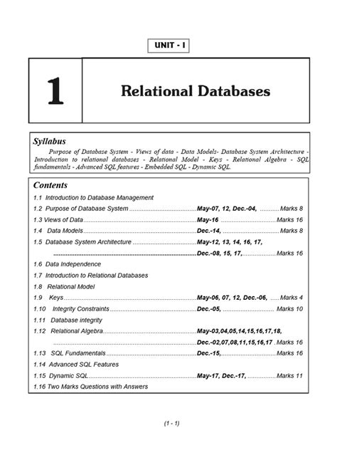 Cs8492 Dbms 1 Pdf Relational Model Databases