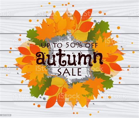 가 판매 포스터 50 배너입니다 노란가 단풍 텍스트를 할인 가 게 전단지 또는 웹 배너 흰색 배경에 대 한 벡터 디자인 0명에 대한 스톡 벡터 아트 및 기타 이미지 Istock