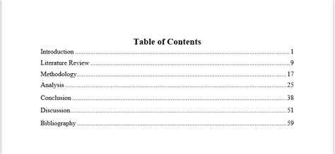 Table Of Contents Example ~ Free Downloadable Templates