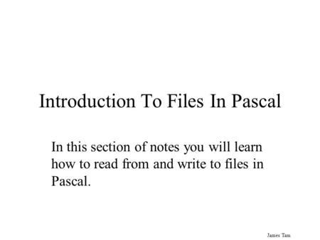 Pascal Prof. Steven A. Demurjian - ppt download