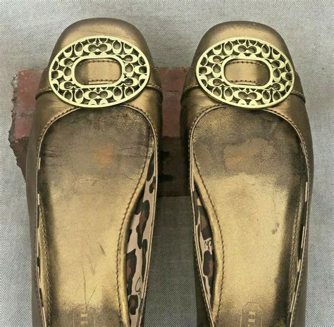 Coach Babs Ballet Flats Bronze Leather Signature C Go… Gem