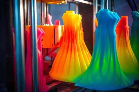 Premium Photo A Closeup Of The Nozzle Of A 3d Printer Extruding Vividly Colored Filament Onto