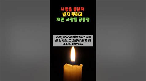 사랑을 충분히 받지 못하고 자란 사람들 공통점 명상 명언 지혜 Youtube