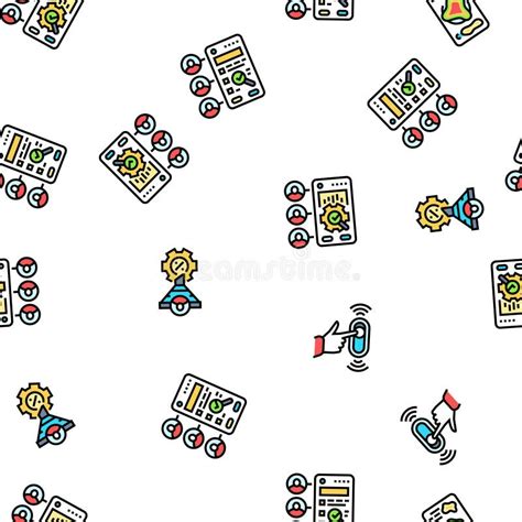 Ui Ux Design Agency User Develop Seamless Pattern Vector Stock