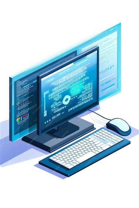 premium photo computer monitor and keyboard on desk with mouse