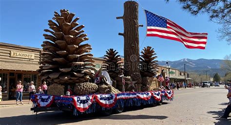 Patriotic Parade Float Featuring Huge Pine Cones Stock Illustration