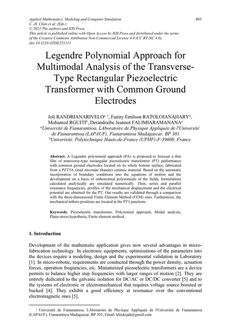 Pdf Legendre Polynomial Approach For Multimodal Analysis Of The