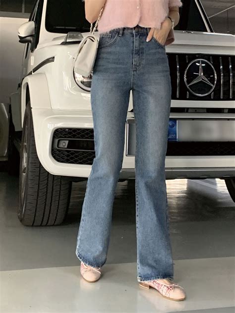 르라베 데일리 세미부츠컷 중청 데님 팬츠 위시버킷