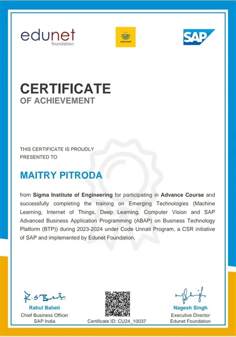 Maitry Pitroda On Linkedin Sap Edunetfoundation Codeunnati