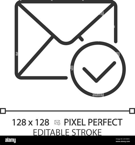 Envelope With Checkmark Pixel Perfect Linear Icon Stock Vector Image Art Alamy