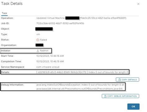 Attempting To Edit A Vm It Fails With An Error Index 0 Out Of Bounds