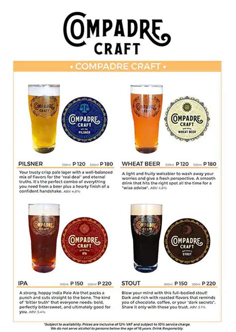 Menu At Draft Restaurant Brewery Makati