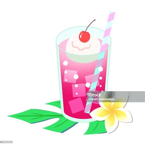 Tropical Soda Float Berry Soda Float Illustration Stock Illustration