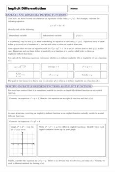 AP Calculus Implicit Differentiation Complete Lesson By Grab A Pencil