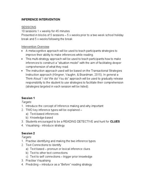 Inference Intervention Pdf Reading Comprehension Psychology