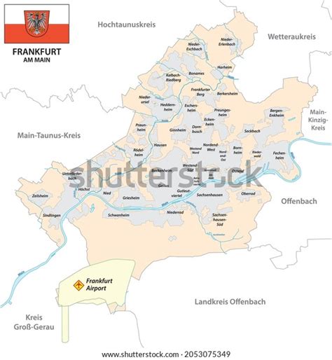 Vector Map Frankfurt All Districts Flag Stock Vector Royalty Free