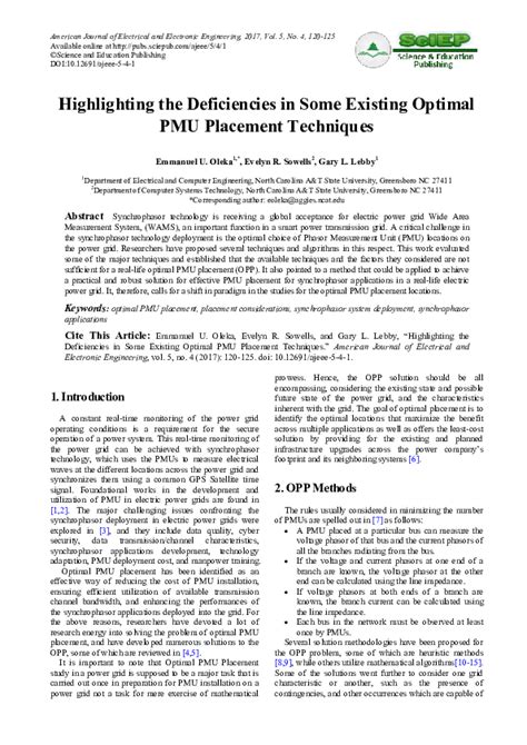 Pdf Highlighting The Deficiencies In Some Existing Optimal Pmu Placement Techniques