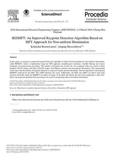 Pdf Ikdsift An Improved Keypoint Detection Algorithm Based On Sift