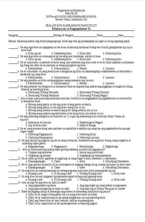 3rd Grading Periodical Esp 10 Artofit