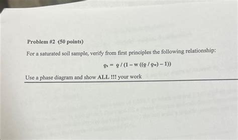 Solved Problem Points For A Saturated Soil Sample Chegg Com