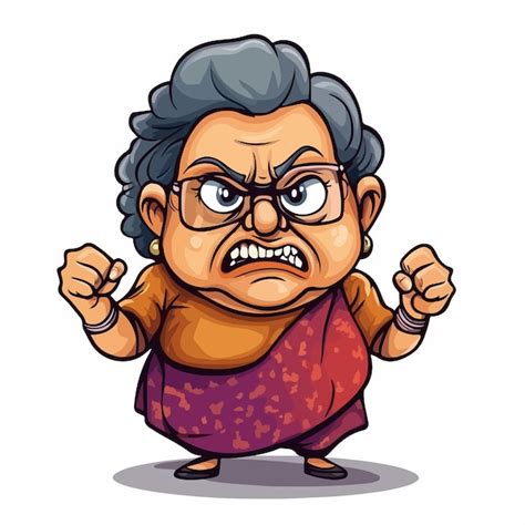 Colorful Vector Cartoon Illustration Of Indian Auntie Ji Ang Premium AI Generated Vector