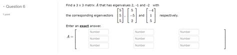 Solved Find A 3×3 Matrix A That Has Eigenvalues 2 −1 And 2