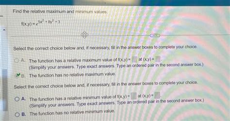Solved Find The Relative Maximum And Minimum Values
