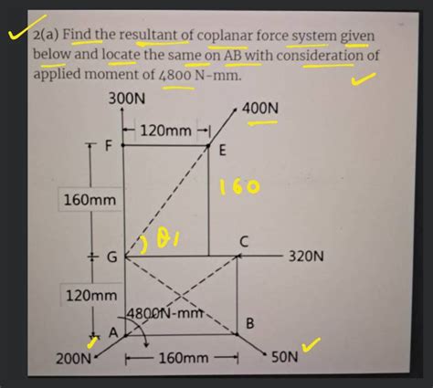 2 A Find The Resultant Of Coplanar Force System Given Below And Locate T