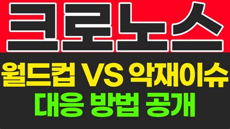크로노스 코인 월드컵 Vs 악재이슈 대응 방법 공개 Youtube