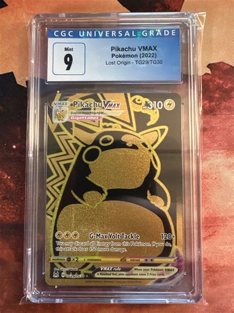 Cgc 9 Mint Pikachu Vmax Lost Origin Tg29 Tg30 Gold Pokemon Card Values Mavin