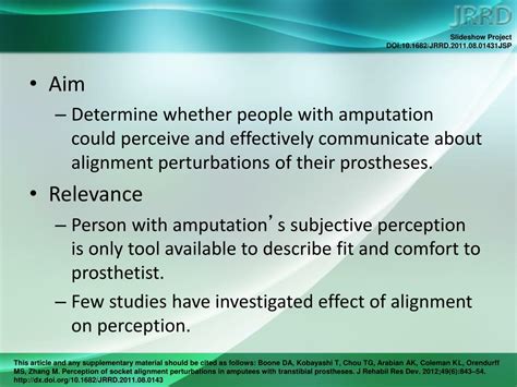 Ppt Perception Of Socket Alignment Perturbations In Amputees With