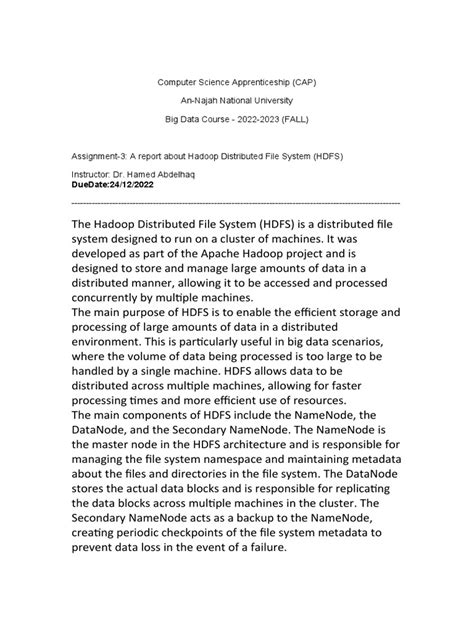 Computer Science Apprenticeship Bigdata Assignement3 Pdf Apache Hadoop File System