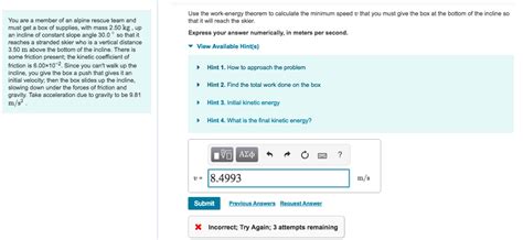 Solved Use The Work Energy Theorem To Calculate The Minimum Chegg
