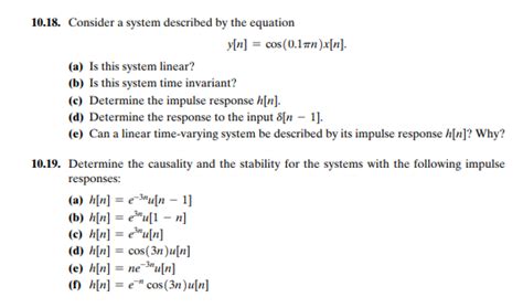 Solved 10 18 Consider A System Described By The Equation Chegg Com