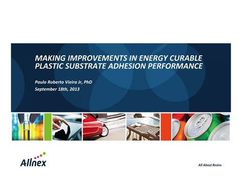 Allnex Presentation Making Improvements In Energy Curable Plastic Substrate Adhesion Performance