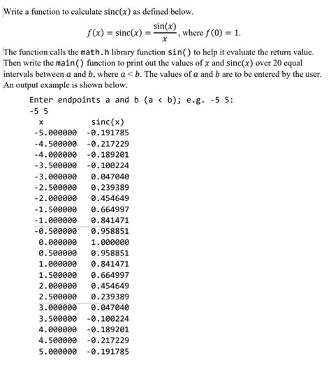 Solved Write A Function To Calculate Sincx As Defined
