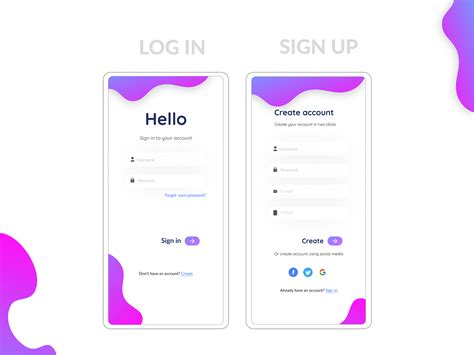 SIGN UP LOG IN Mobile UI On Behance