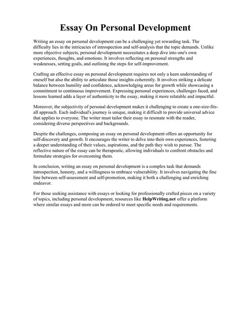Essay On Personal Development Essay On A Personal Development Plan Goal Personal Development Pdf