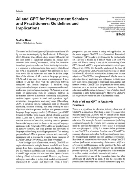 Ai And Gpt For Management Scholars And Practitioners Guidelines And Implications Pdf