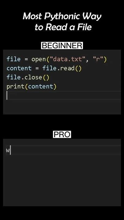 Beginner😅 Vs Pro😎 ⚡ Read File Fast 🚀 Python Programming Coding