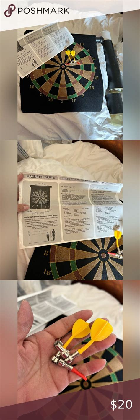 Magnetic Roll Up Hanging Dart Board Set W Safety Darts And Container