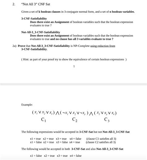 “not All 3 Cnf Sat Given A Set Of K Boolean Clauses