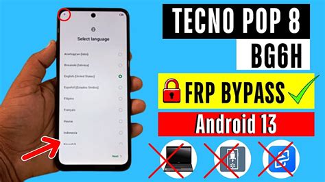 Tecno Pop 8 FRP Bypass Without PC 2024 Tecno Pop 8 BG6h Google Account Bypass Android 13