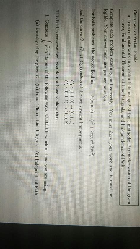 solved conservative vector fields i can compute work in a
