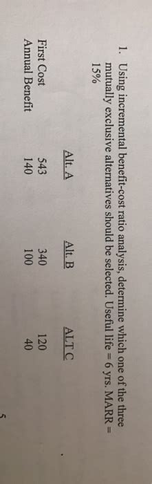Solved Using Incremental Benefit Cost Ratio Analysis