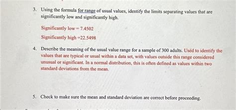Solved Using The Formula For Range Of Usual Values Chegg